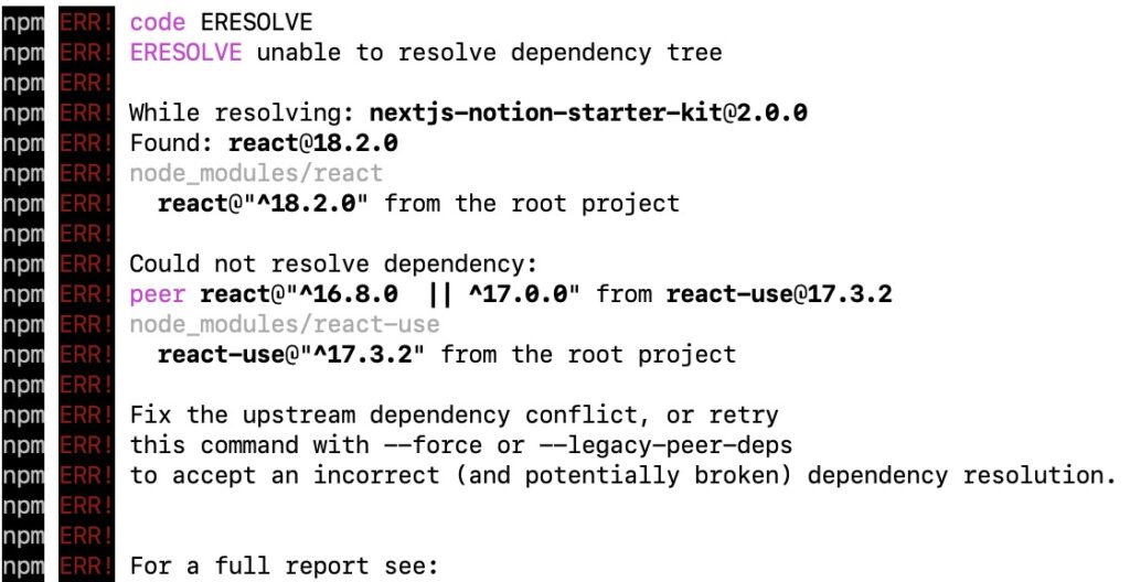【Next.js】Fix the upstream dependency conflict, or retry | eguweb(エグウェブ)